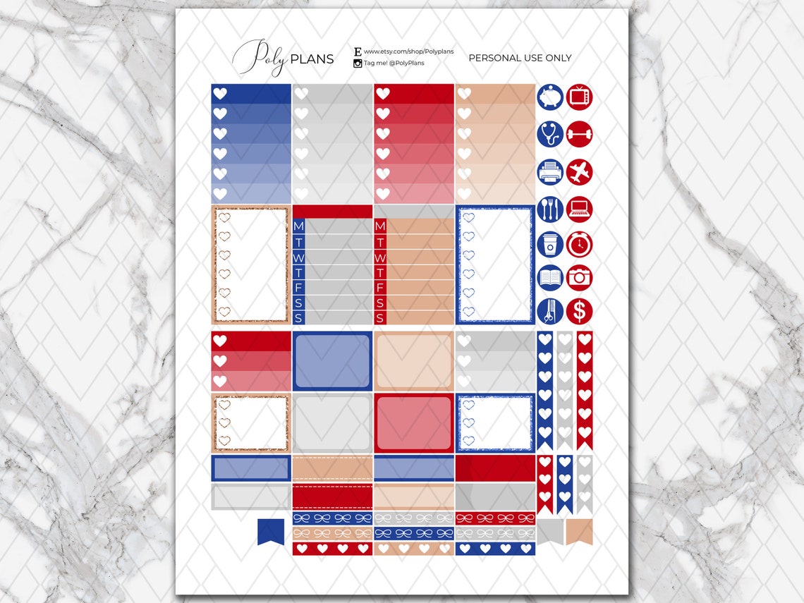 4th of July Patriotic Classic Happy Planner Printable Weekly | Etsy