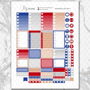 4th of July | Patriotic Classic Happy Planner Printable Weekly Stickers ...