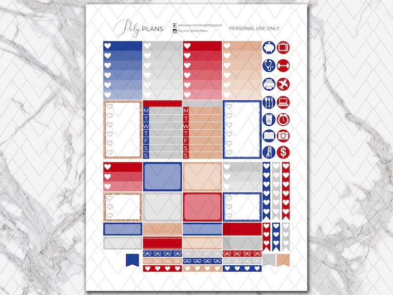 4th of July Patriotic Classic Happy Planner Printable Weekly | Etsy