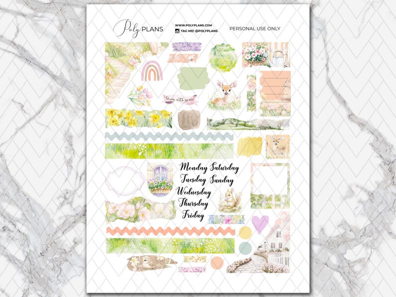 Lovely Spring | Bullet Journal Printable Stickers, Floral Diary Digital ...