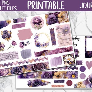 Violet | Bullet Journal Printable Stickers, Purple Flowers Diary ...