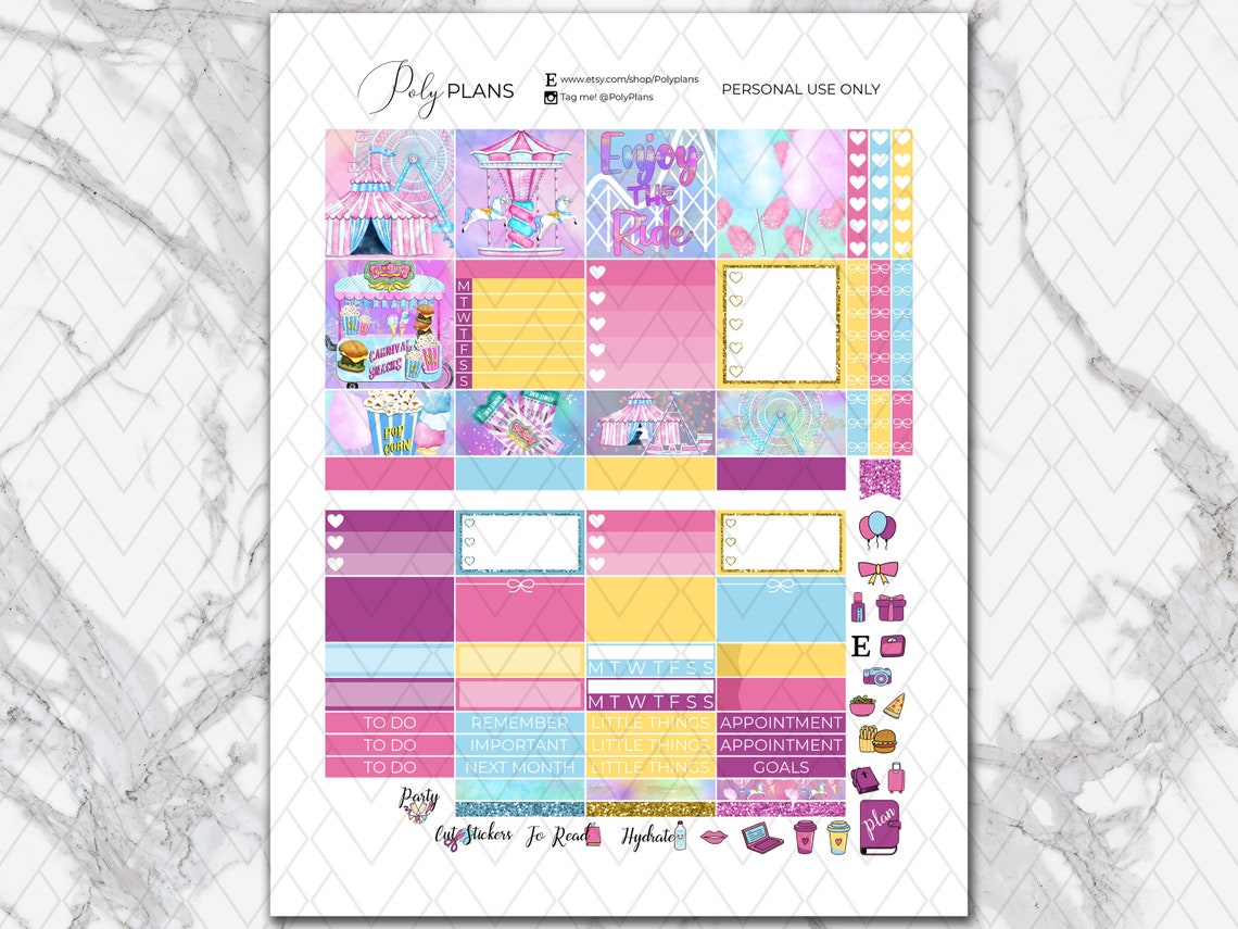 Carnival Funfair Classic Happy Planner Printable Monthly | Etsy