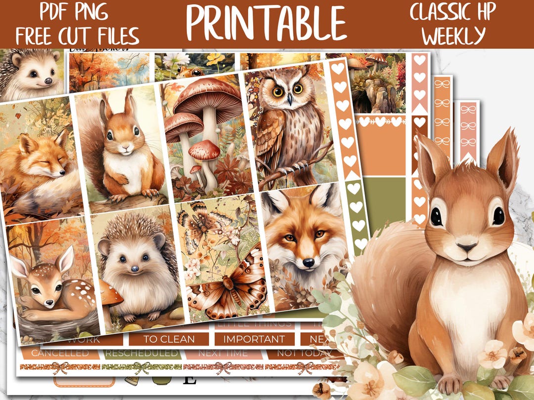 Forest Animals | Happy Planner Weekly Printable Stickers, Fall Digital ...