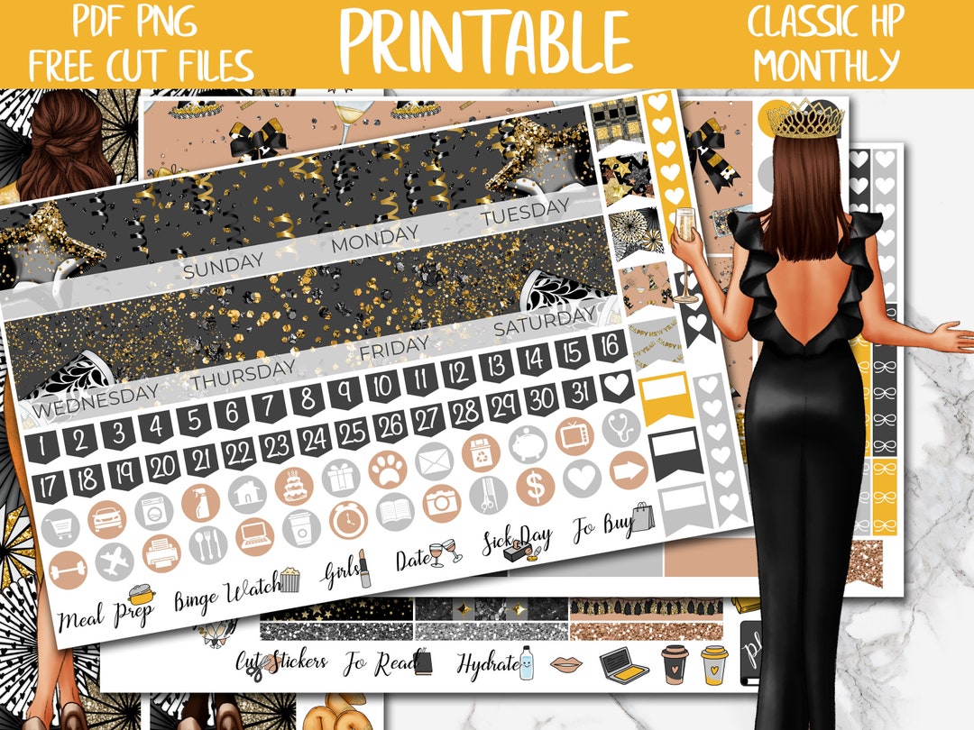 Happy New Year 2024 Party Classic Happy Planner Printable January ...