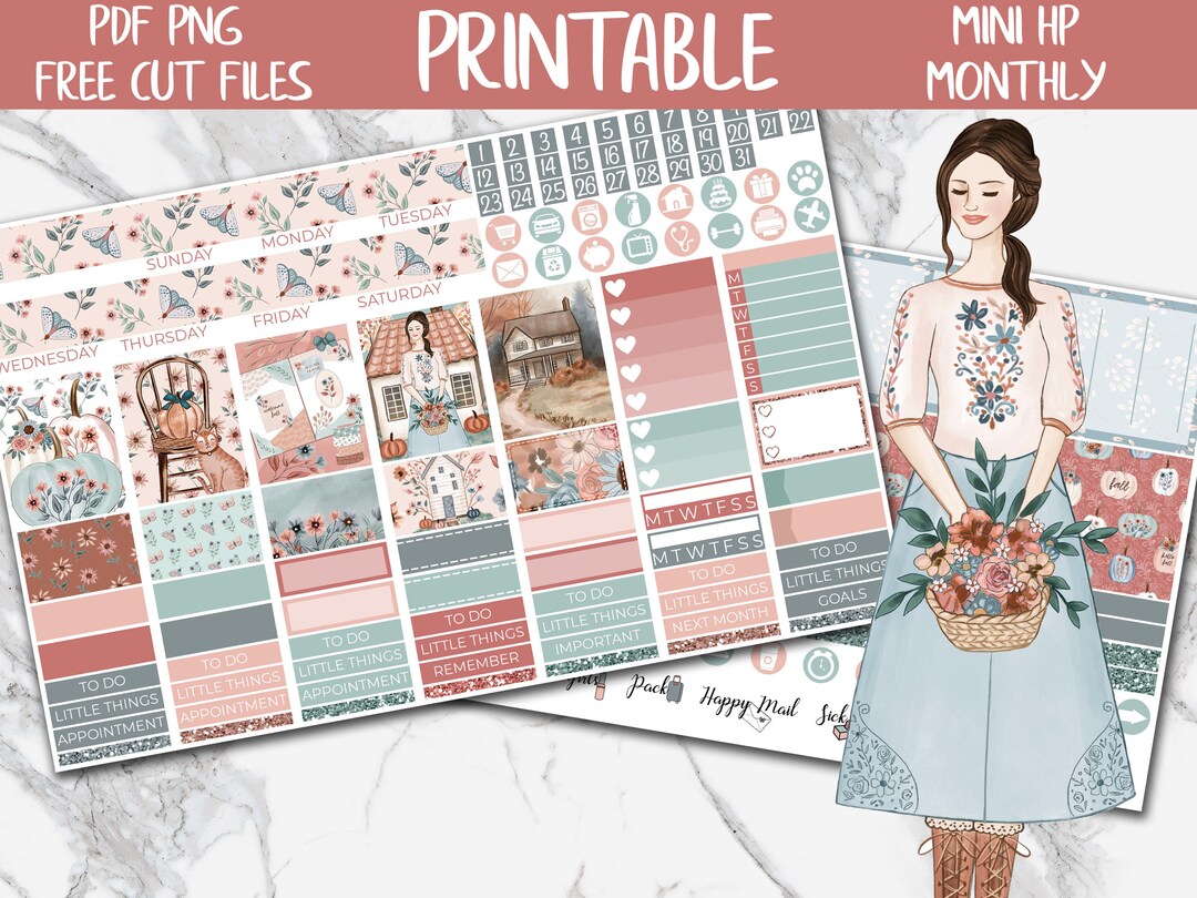 Romantic Fall | MINI Happy Planner Fall Printable Planner Stickers ...
