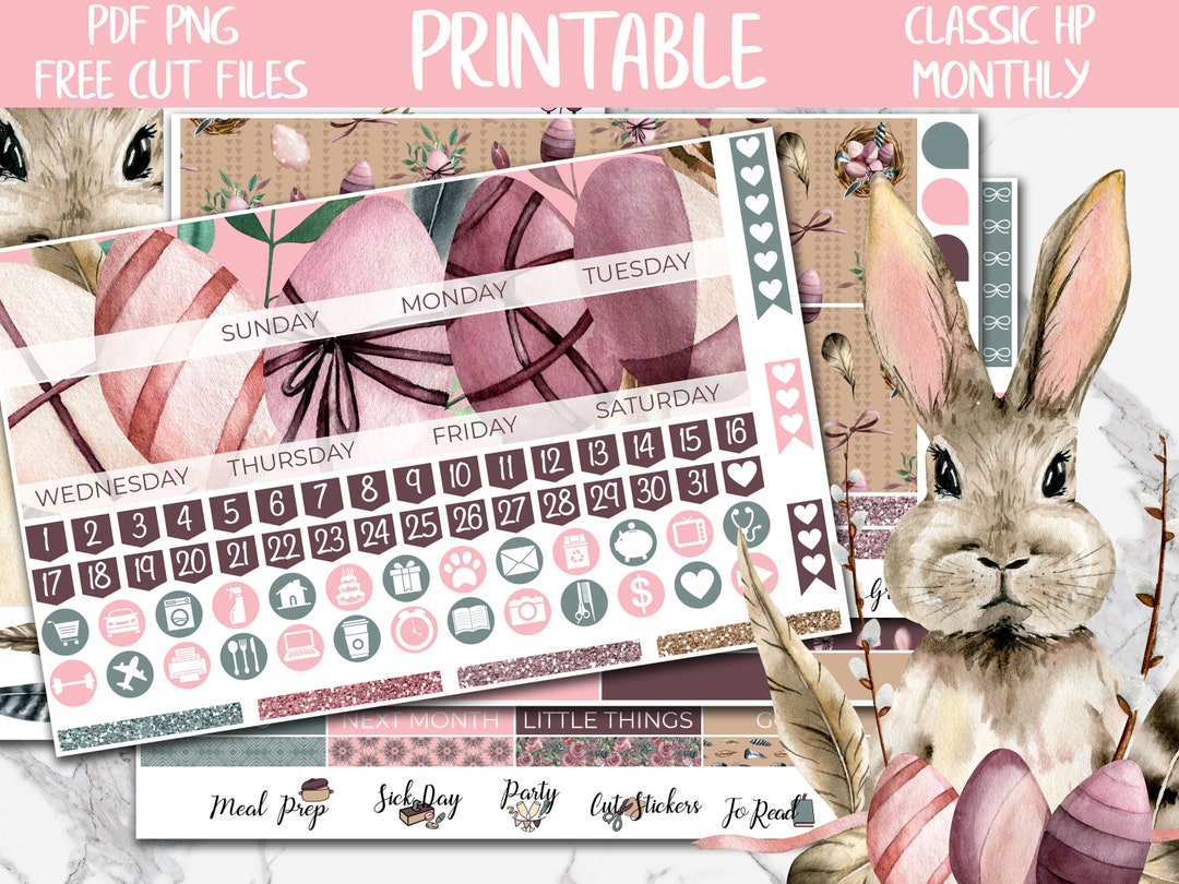 Boho Easter | Bunny Classic Happy Planner March Printable Monthly ...