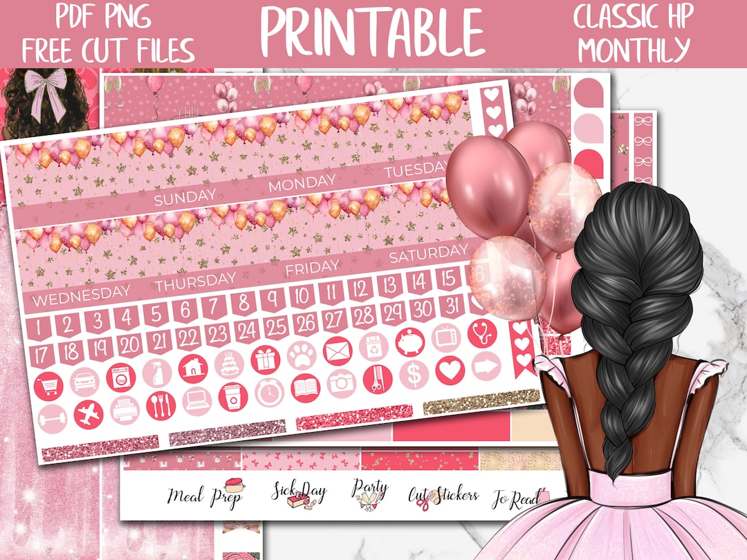 Pink Birthday | Celebration Classic Happy Planner Printable Monthly ...