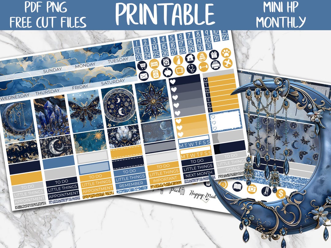Celestial | Printable Planner Stickers, Galaxy MINI Happy Planner ...