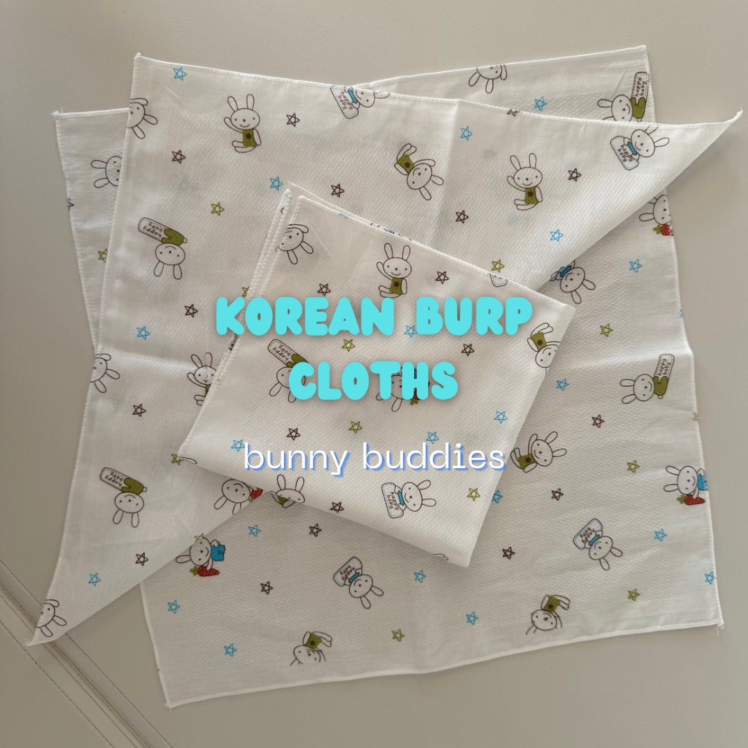 Bunny Buddies 100% Cotton Korean Baby Burp Cloth / Handkerchief (set of ...