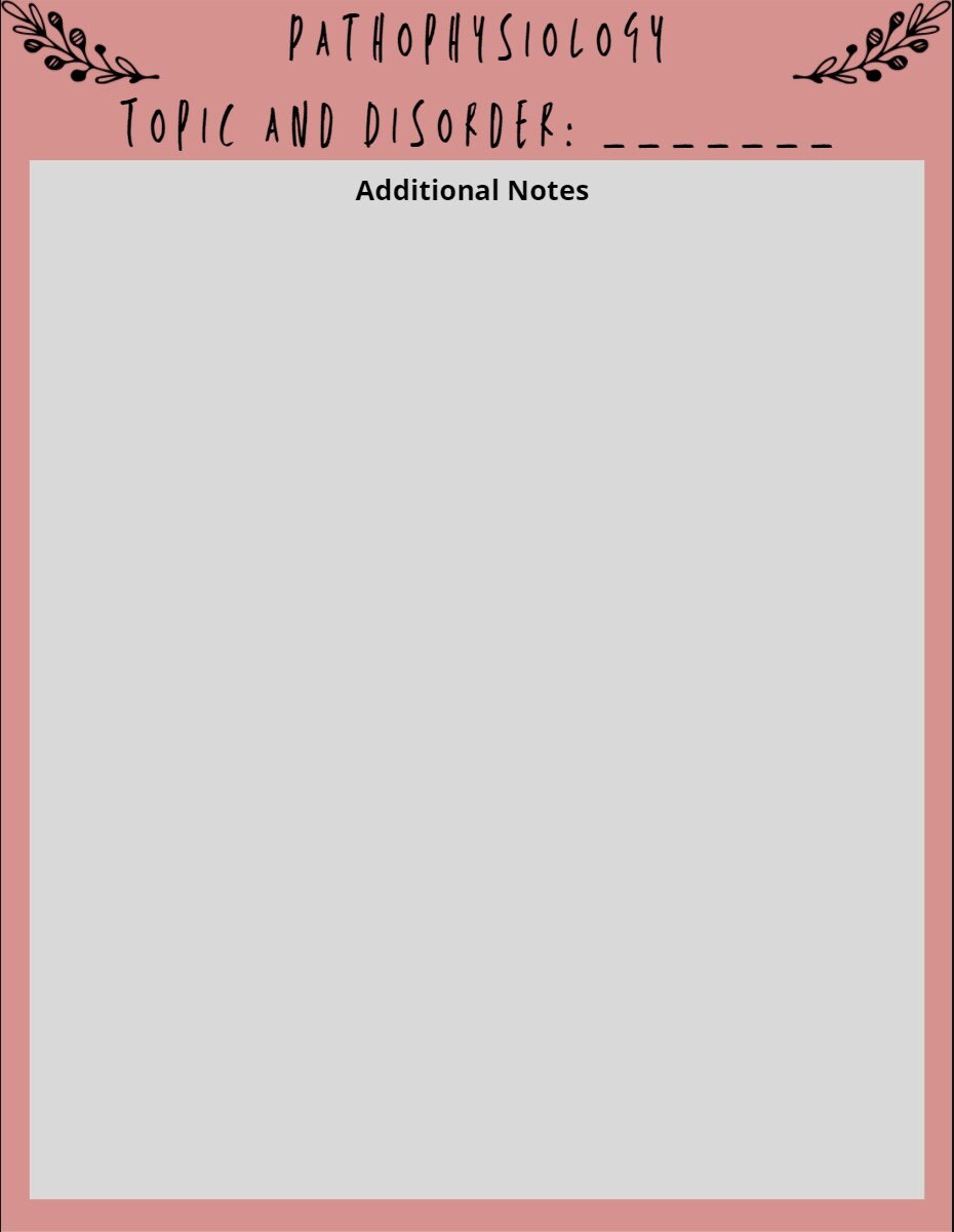 Nursing School | Pathophysiology | Nursing Student | Template | Nursing ...