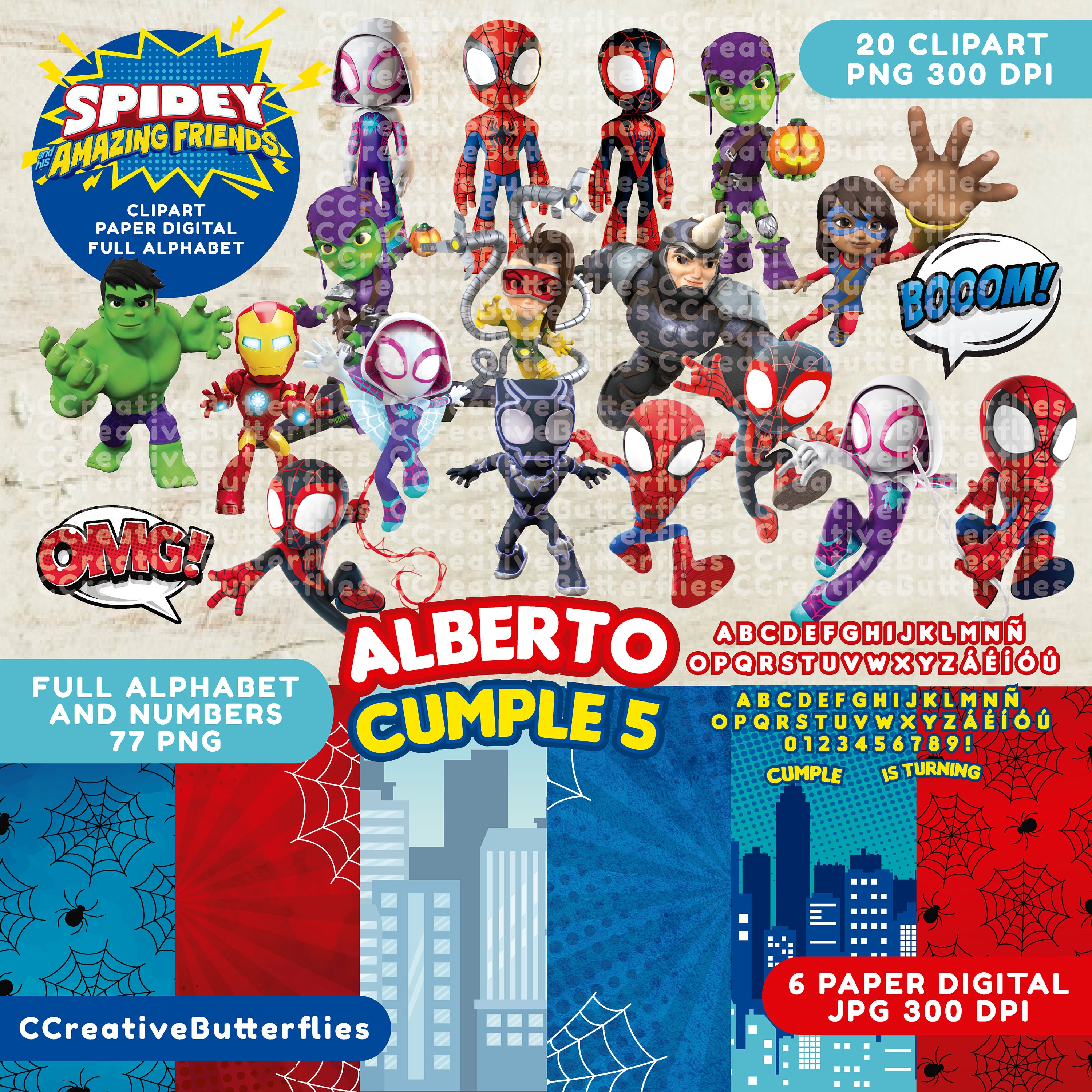 SPIDEY and His Amazing Friends PNG I Digital Paper, Clipart, Full ...