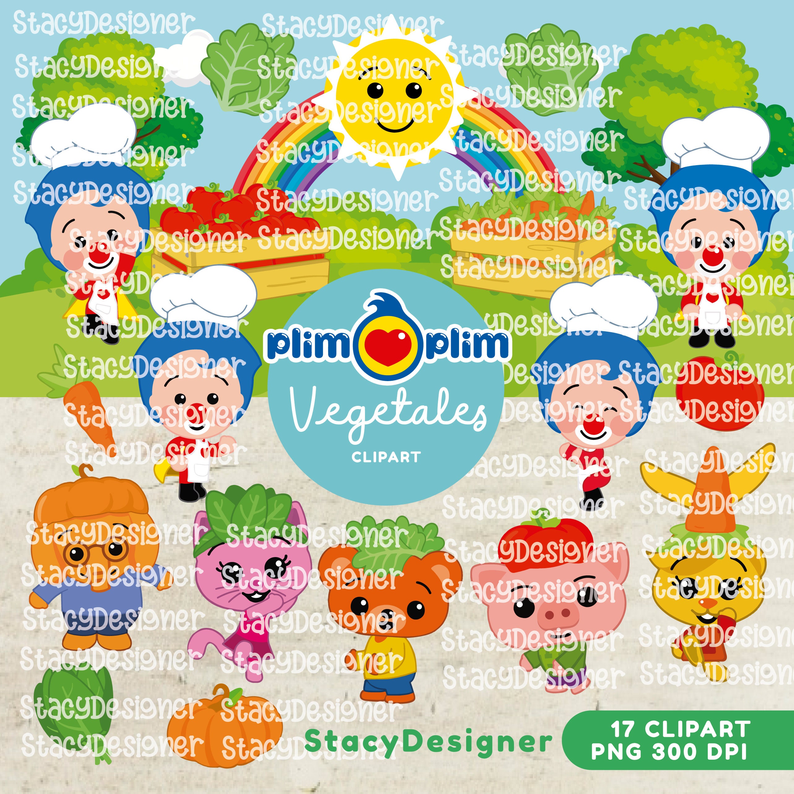Plim Plim and Friends Vegetables & Salad Clipart, Instant Download - Etsy