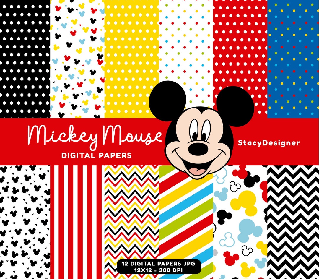 Mickey Mouse Digital Paper / 12 Mickey Digital Paper - Etsy