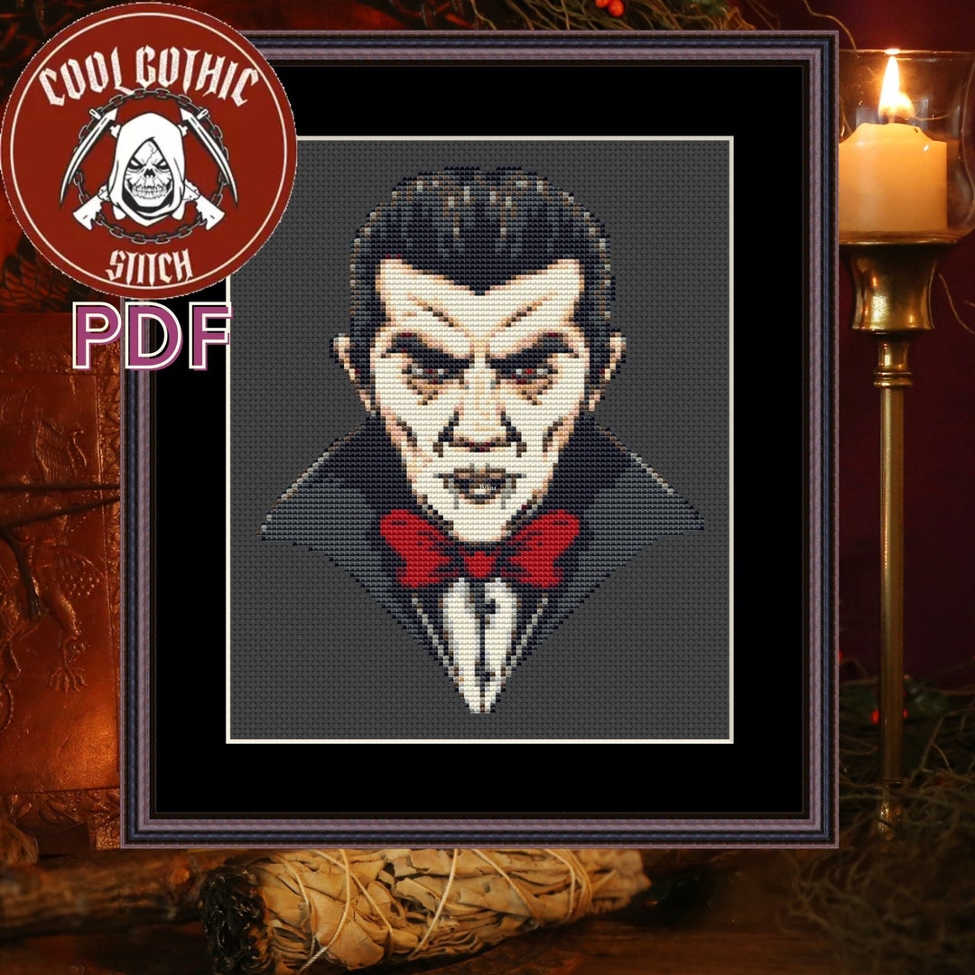Transylvania Vampire Cross Stitch, Easy Design for Man Cave, Dark ...