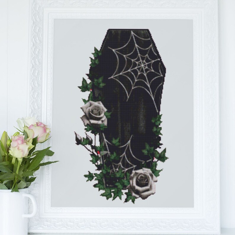 The Vampire Diaries Goth Cross Stitch Design. Coffin White - Etsy