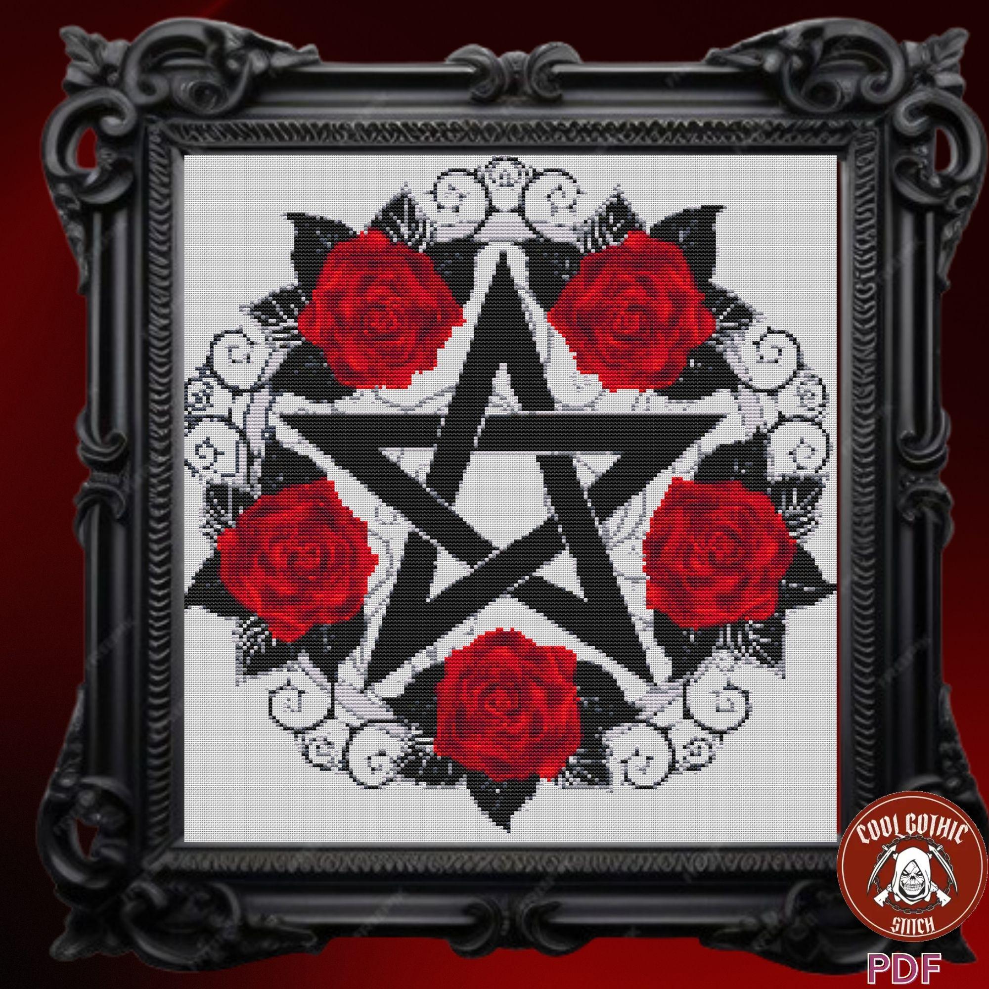 Wiccan Pentagram With Red Roses, Floral Theme, Beginners Friendly ...