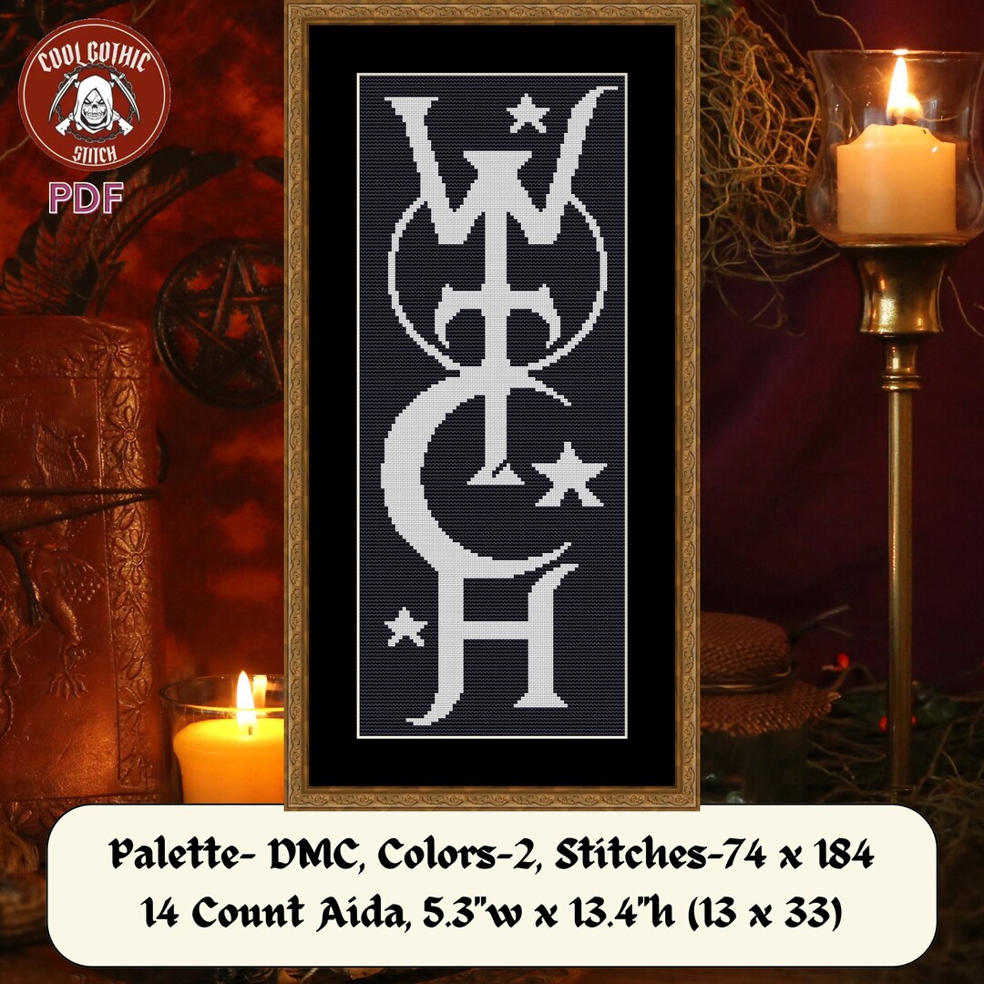 Witch Cross Stitch, Salem Alphabet Sign, Easy Sacred Symbols, Pagan ...