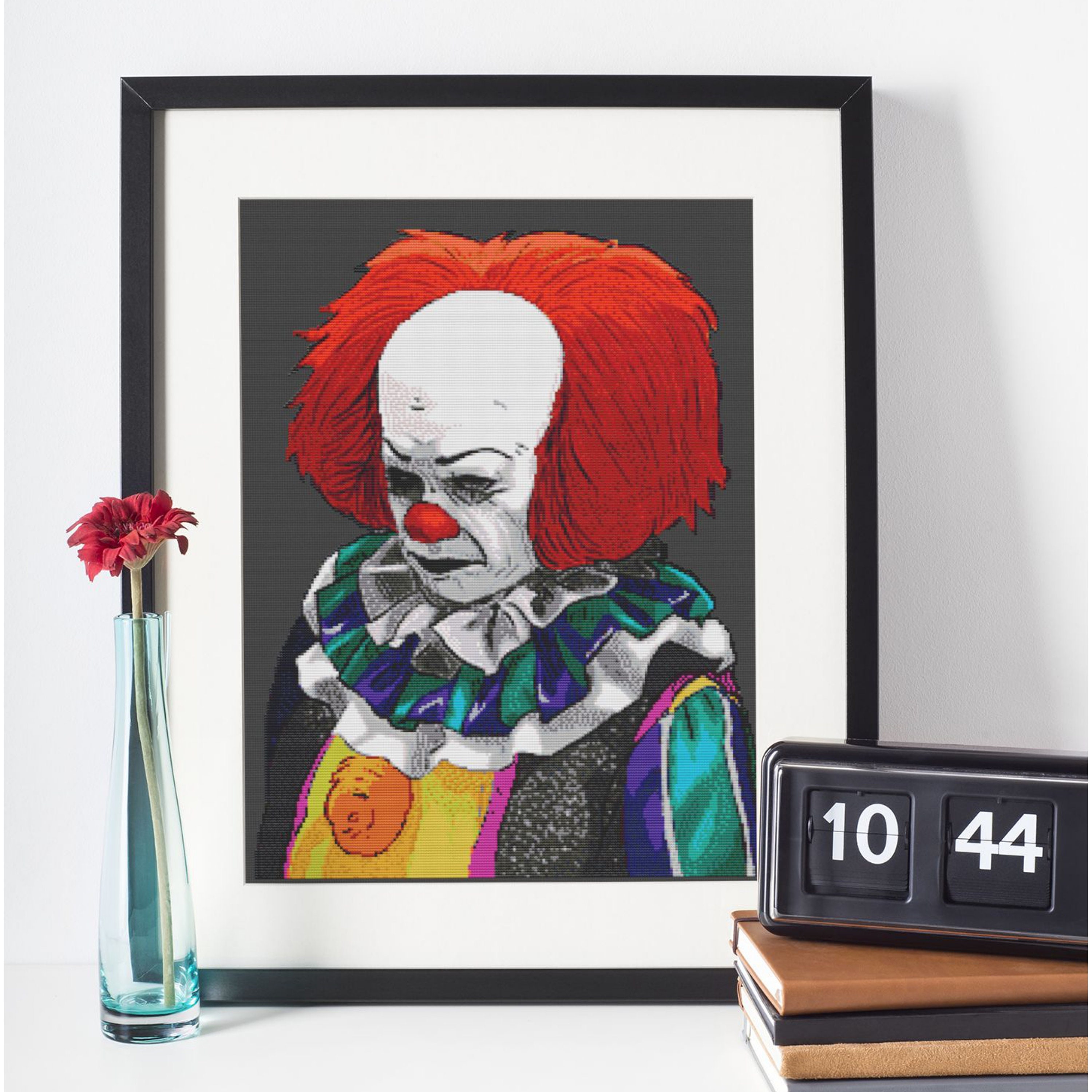 Clown Cross Stitch, Creepy Silent Clown From Horror Movie, Uncanny ...