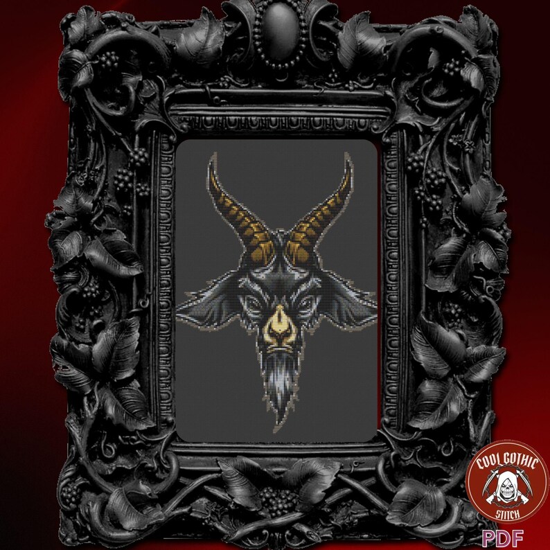 Baphomet Cross Stitch Pattern - Easy Gothic Design for Beginners ...