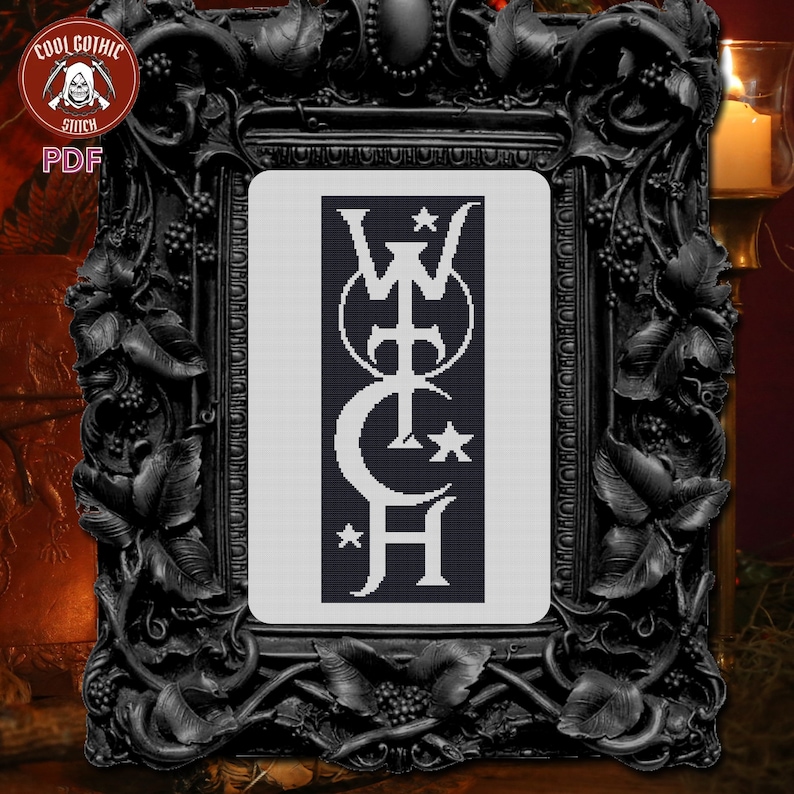 Witch Cross Stitch | Salem Alphabet Sign | Easy Sacred Symbols Pattern ...