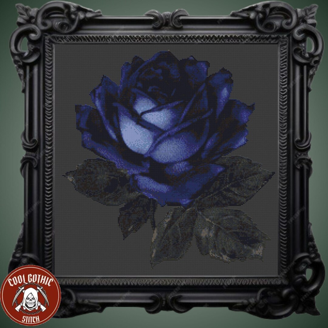 Blue Gothic Flower Cross Stitch Pattern - Stunning Floral Magic Art ...