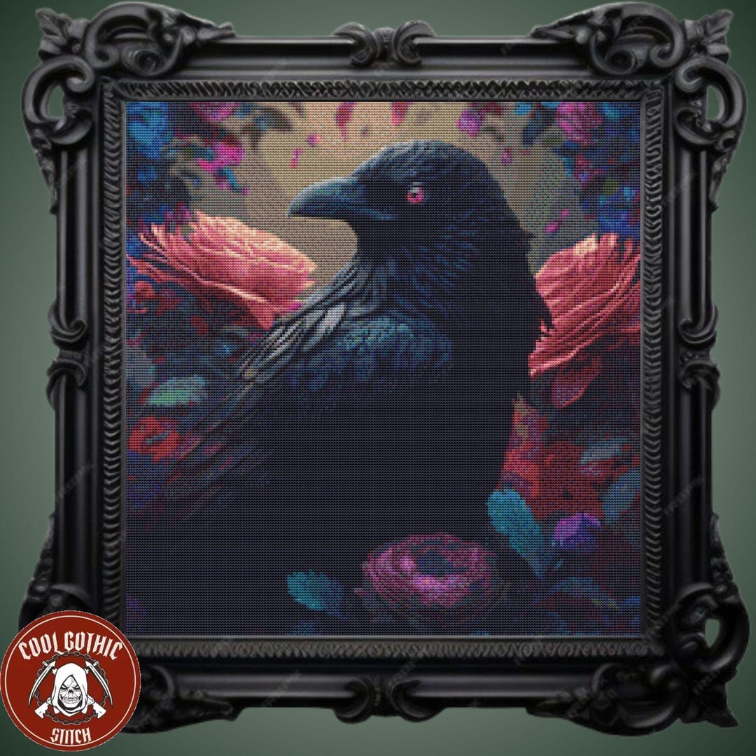 Crow Cross Stitch Pattern | Vintage Victorian Alchemy Art | Colorful ...