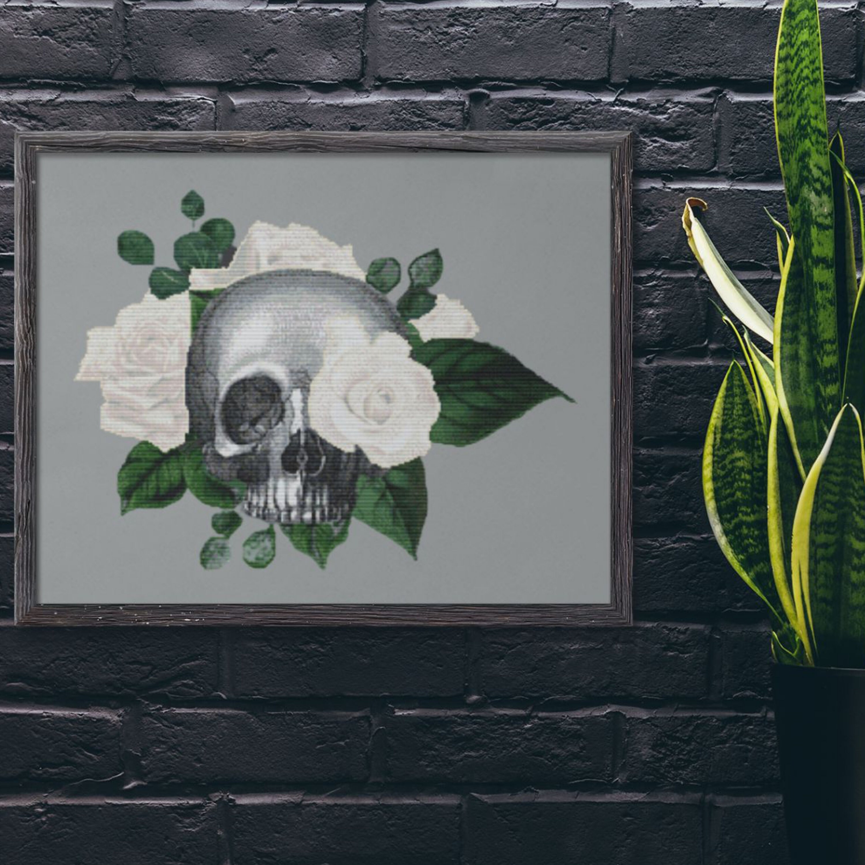 Set of 3 Patterns-gothic Cross Stitch, White Roses, Skeleton Hand ...