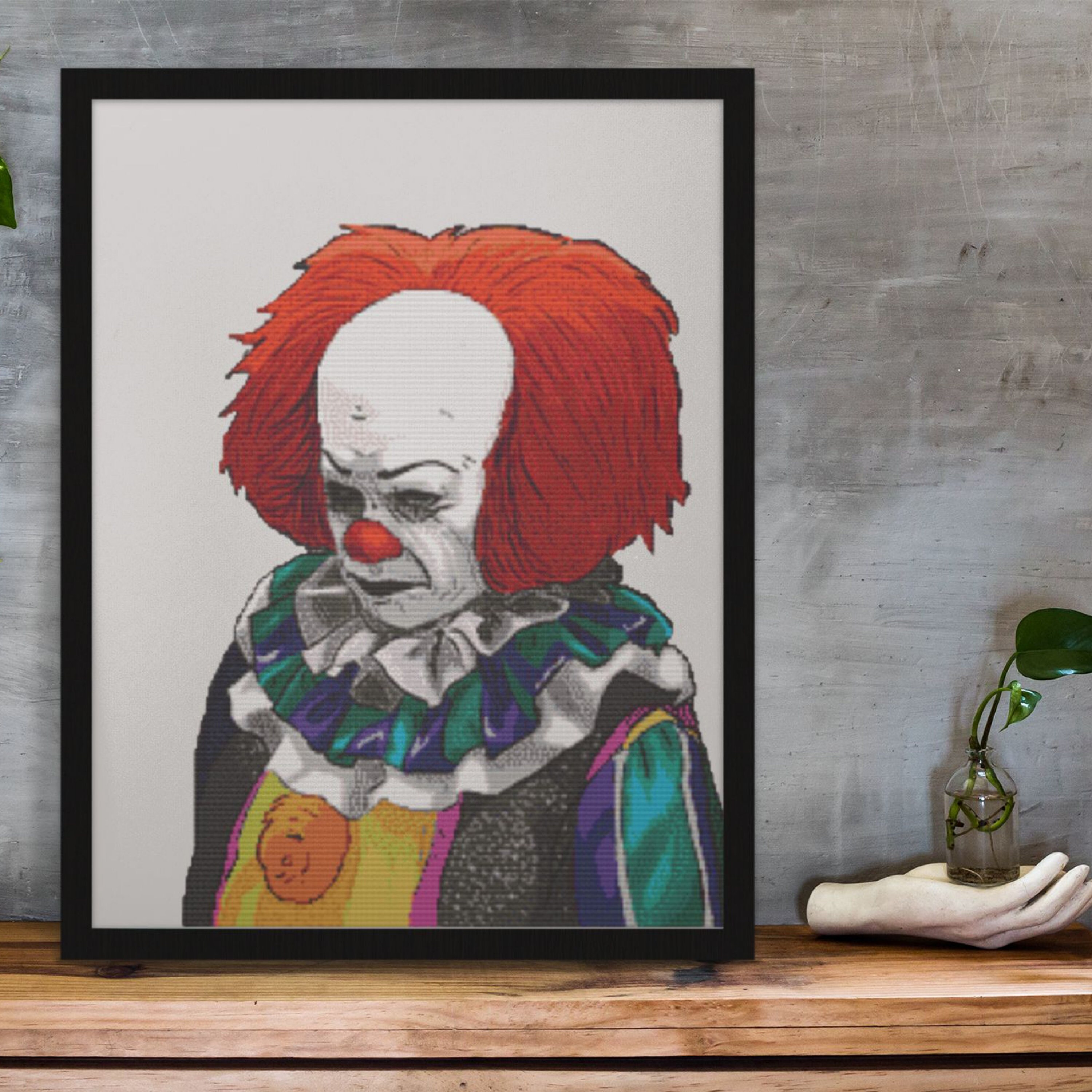 Clown Cross Stitch, Creepy Silent Clown From Horror Movie, Uncanny ...