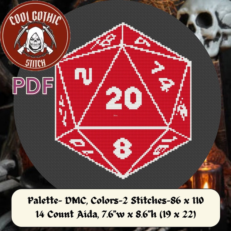 DM Dungeon Master Game Dice With Numbers Cross-stitch for Beginners ...