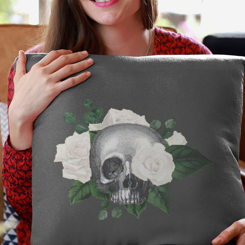 Set of 3 Patterns-gothic Cross Stitch, White Roses, Skeleton Hand ...