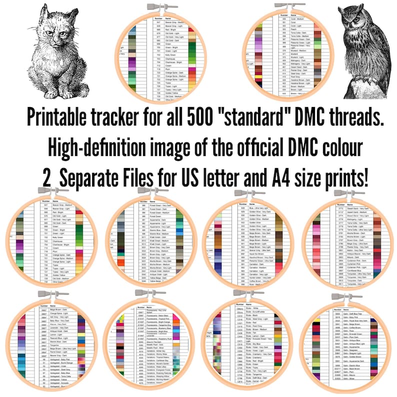 DMC Floss Organizer, Inventory Tracker,cross Stitch Planner,witchy ...