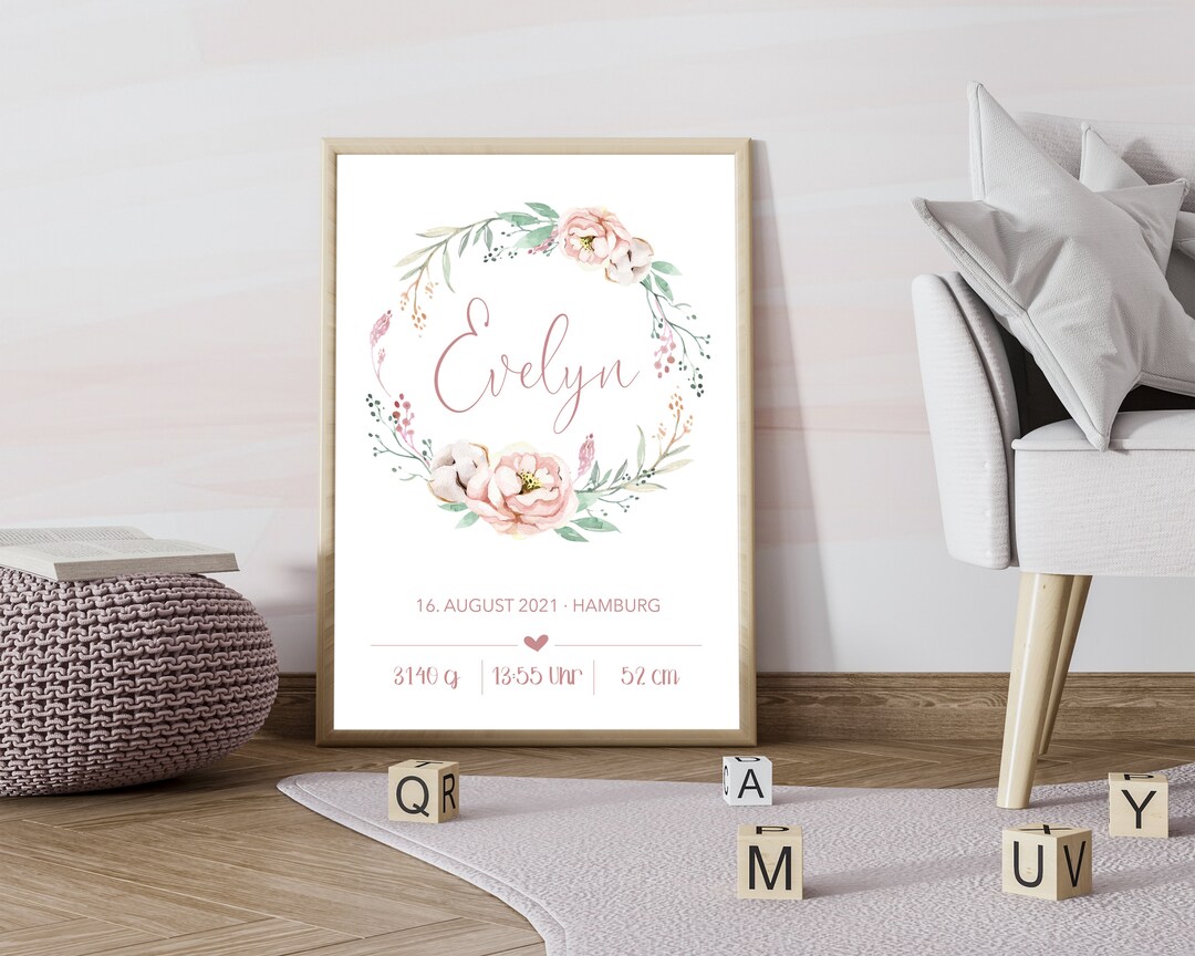 Personalized Birth Poster With Child's Birth Details - Individual Gift ...