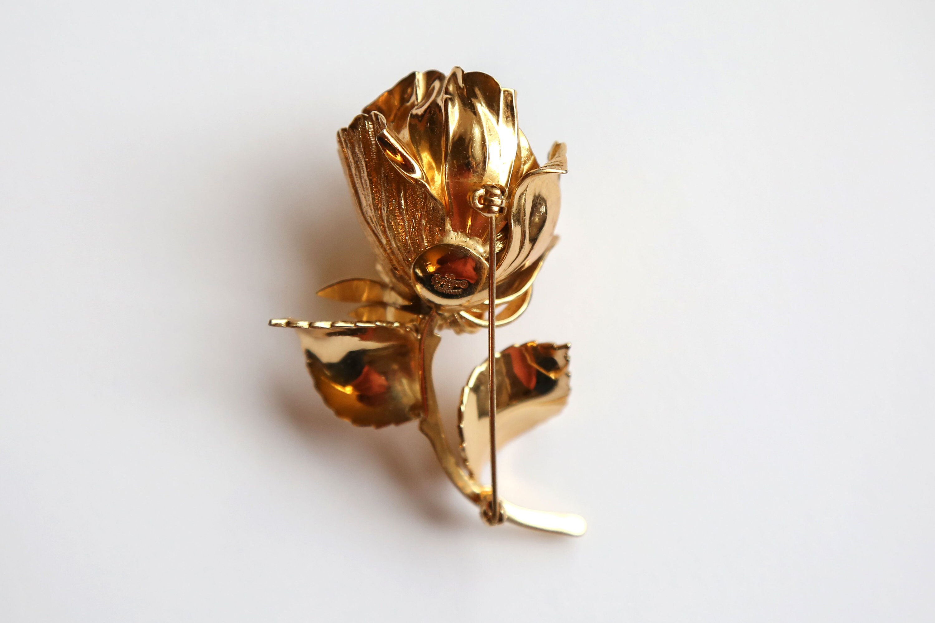 Vintage 1967 Grosse Flower Brooch in Gold Tone Metal Large 3D Floral ...