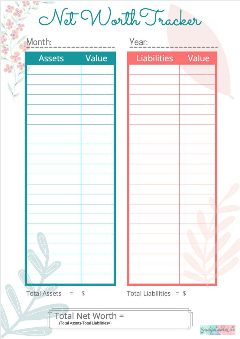 Net Worth Tracker - Etsy
