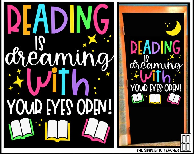 READING IS DREAMING Classroom Library bulletin Board door - Etsy
