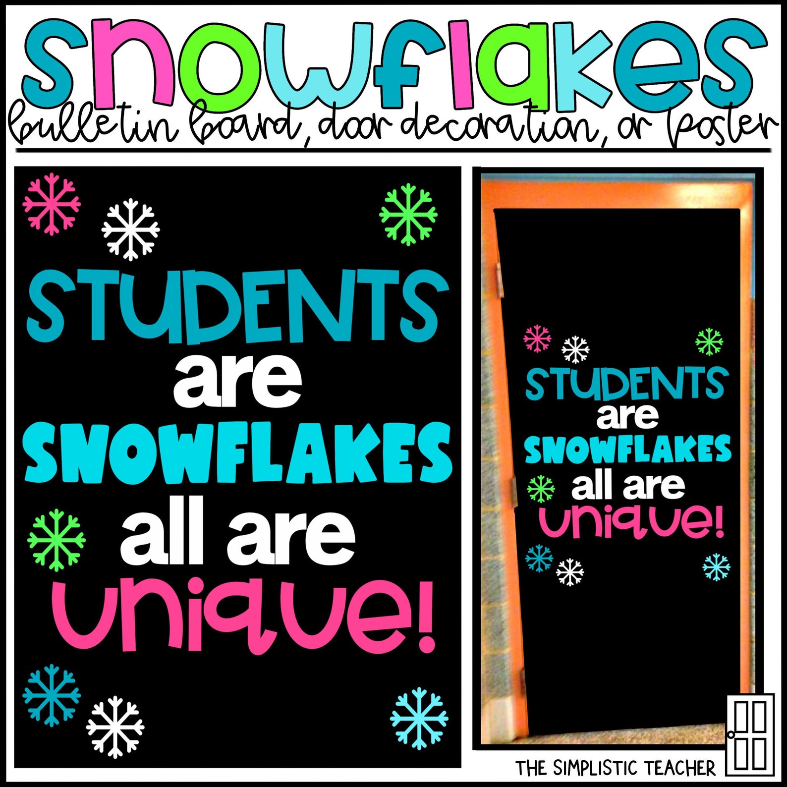 WINTER DOOR DÉCOR Snowflakes Unique Décor Colorful - Etsy