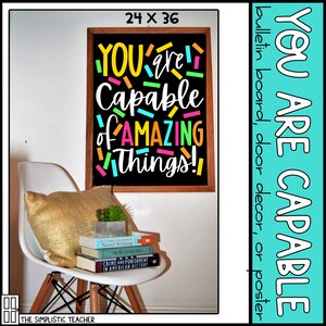 YOU ARE CAPABLE Classroom Door Kit- Teacher Bulletin Board- Growth ...