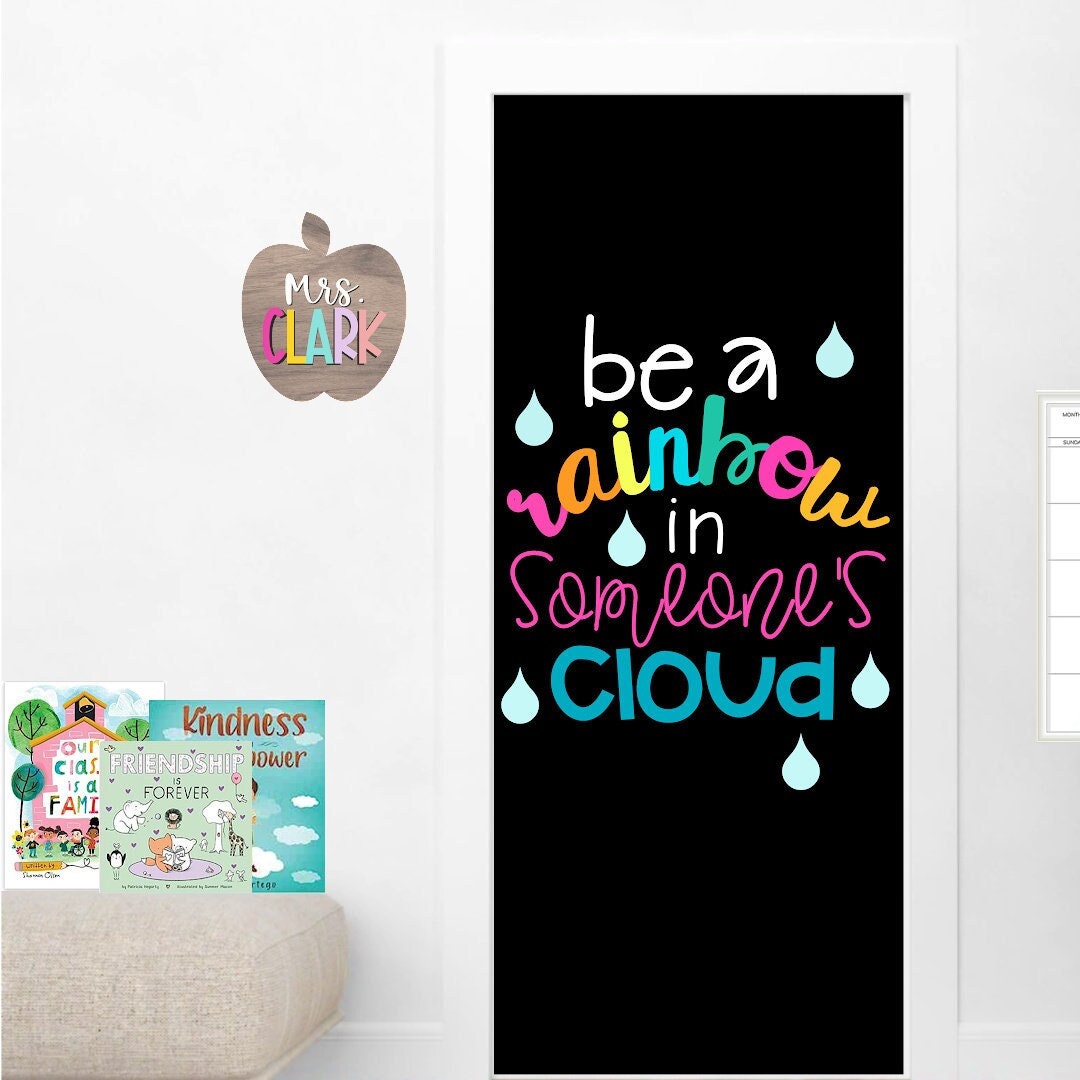 CLOUD DOOR DECOR - Rainbow Door Sign - Colorful Letters Decoration ...