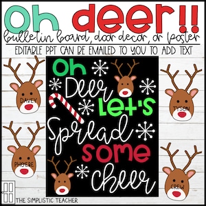 Christmas Classroom Door Decoration: Deer Bulletin Board Sign - Etsy