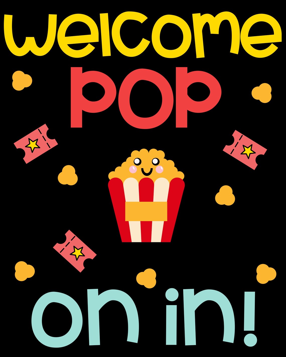 Popcorn Welcome Sign: Classroom Door Decoration, Bulletin Board Kit - Etsy