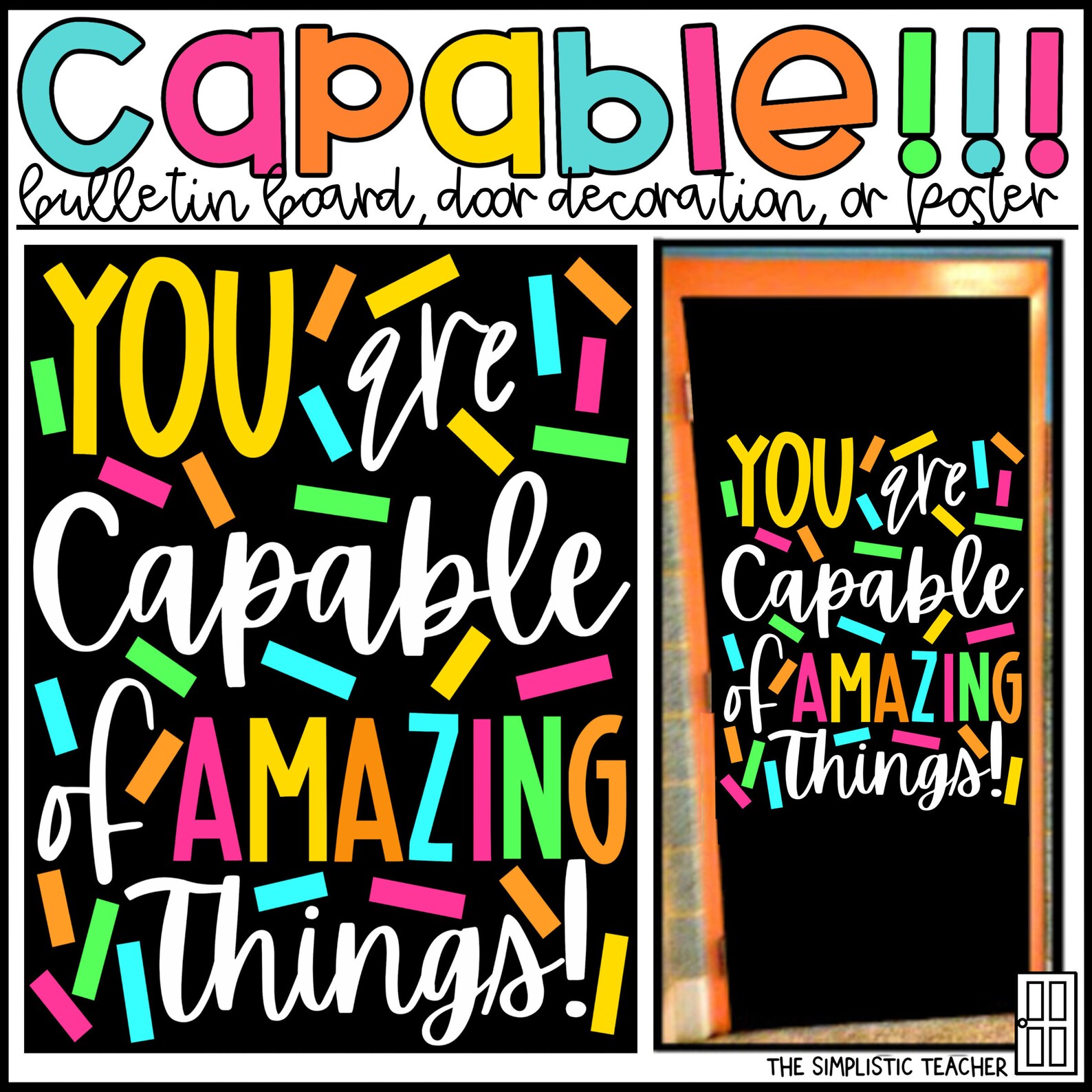 You Are Capable Classroom Door Decor – Growth Mindset Bulletin Board - Etsy