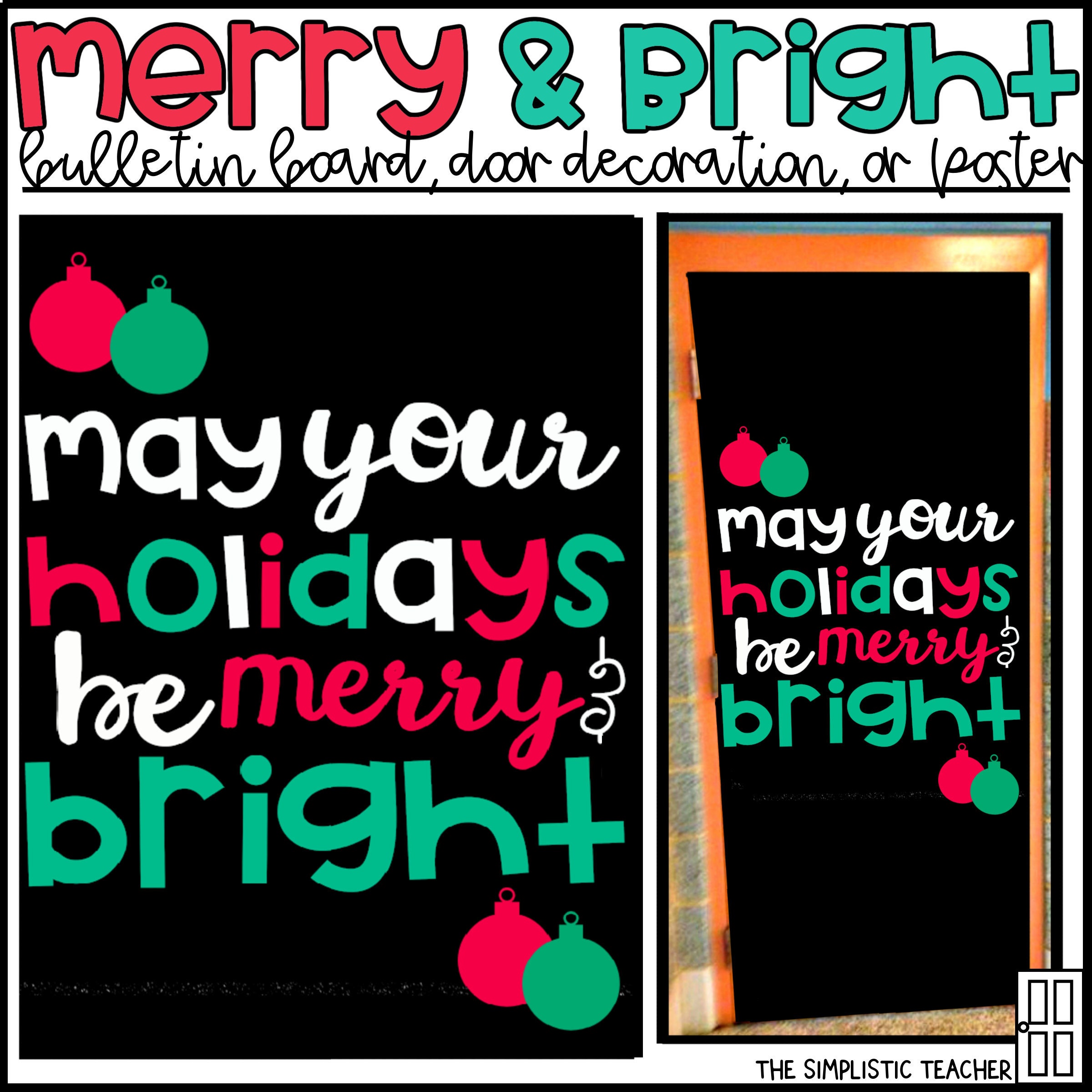 Merry Christmas Classroom Door Sign: Holiday Bulletin Board Decor - Etsy