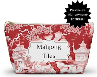 Blue and White Mahjong Tile Bag, Chinoiserie Mahjong Bag, Tile Pouch ...