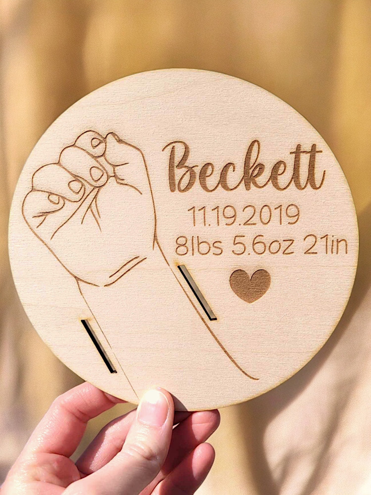 Baby Keepsake Hospital Bracelet Holder | Wooden Engraved Birth Stat ...