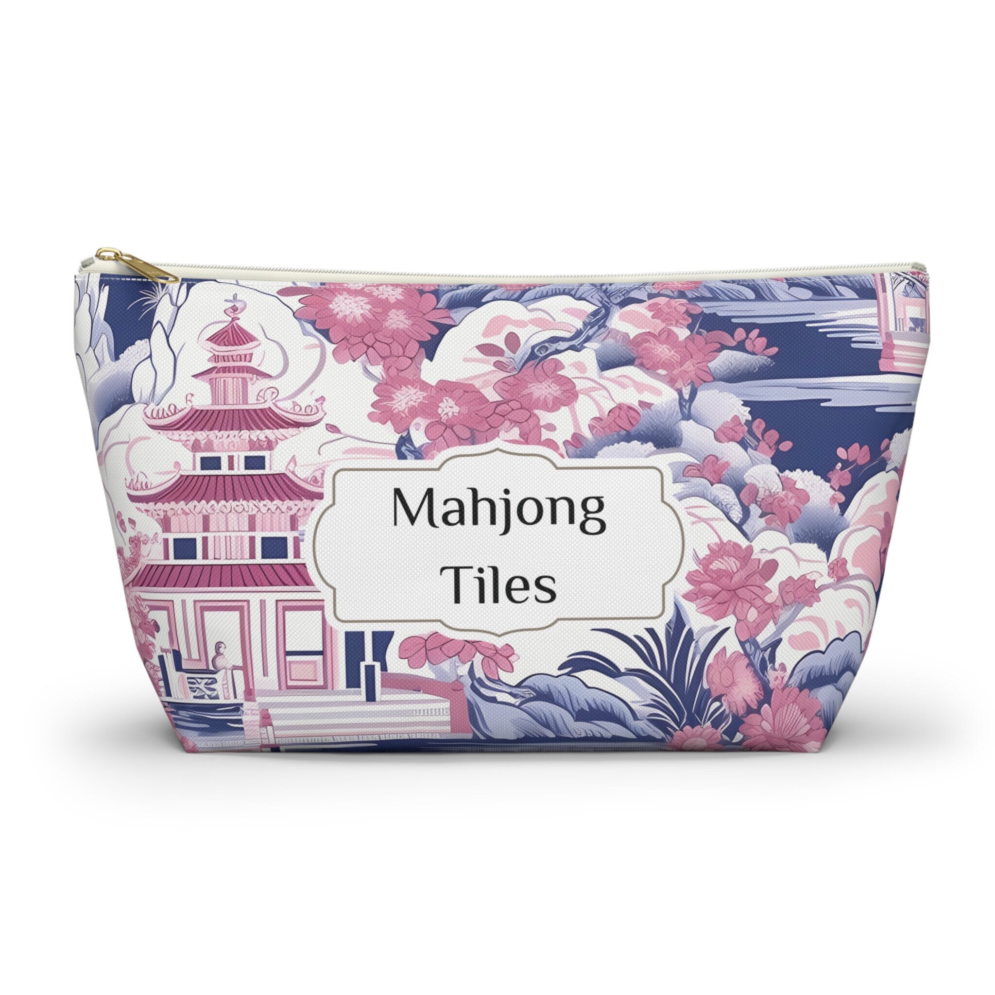 Custom Mahjong Tile Pouch Bag, Blue and White Mahjong Tile Bag ...