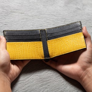 Personalized Premium Yellow Alligator Men's Handmade Leather Wallet ...