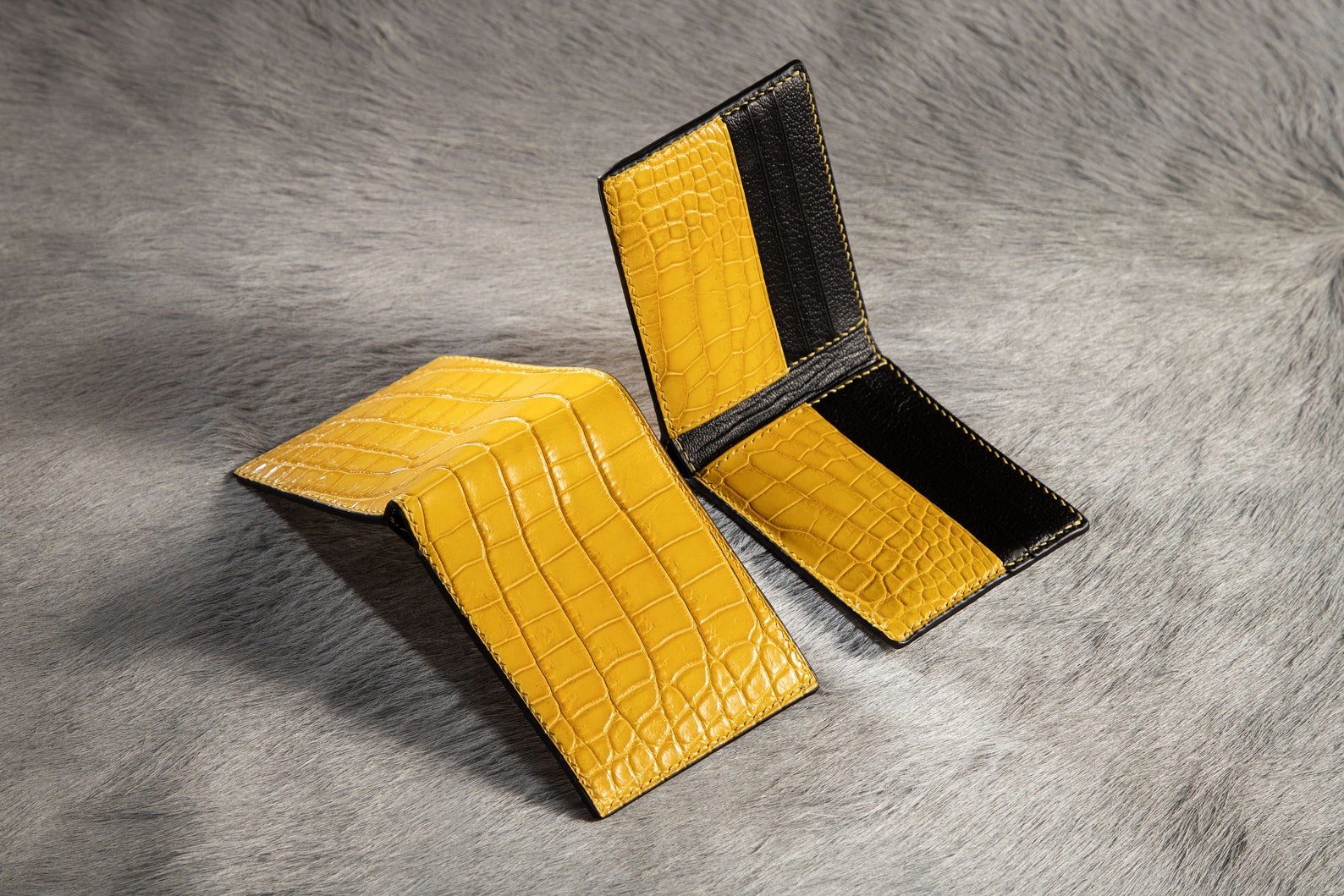 Personalized Premium Yellow Alligator Men's Handmade Leather Wallet ...