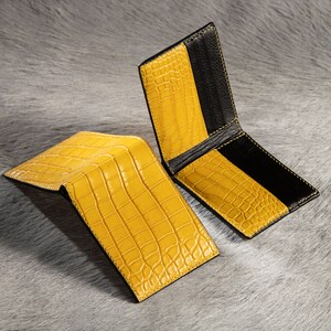 Personalized Premium Yellow Alligator Men's Handmade Leather Wallet ...