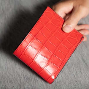 Personalized Premium Red Alligator Men's Handmade Leather Wallet ...