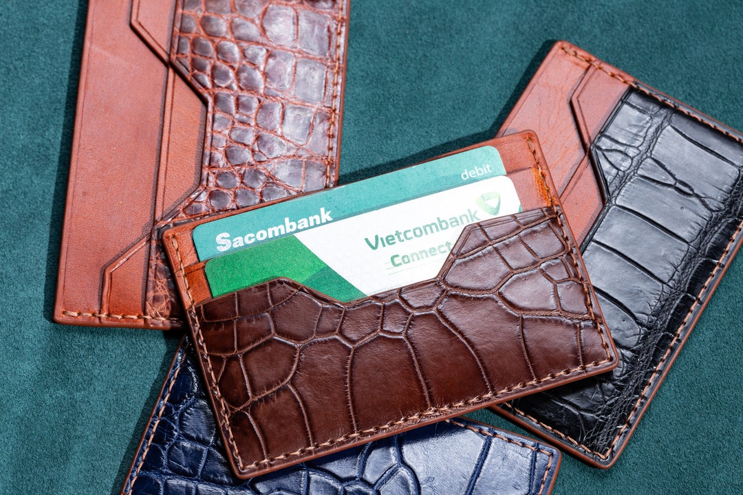 Basic Alligator & Cowhide Leather Card Holder, Minimalism Card Case ...